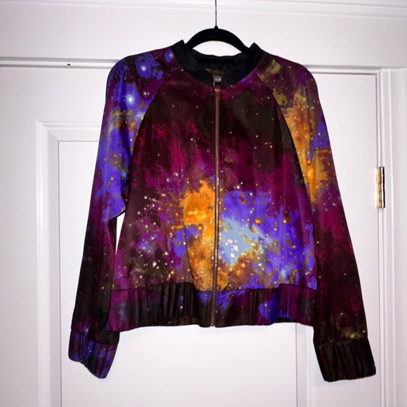 Sparkle & Fade | Jackets & Coats | Galaxy Print Bomber Jacket | Poshmark